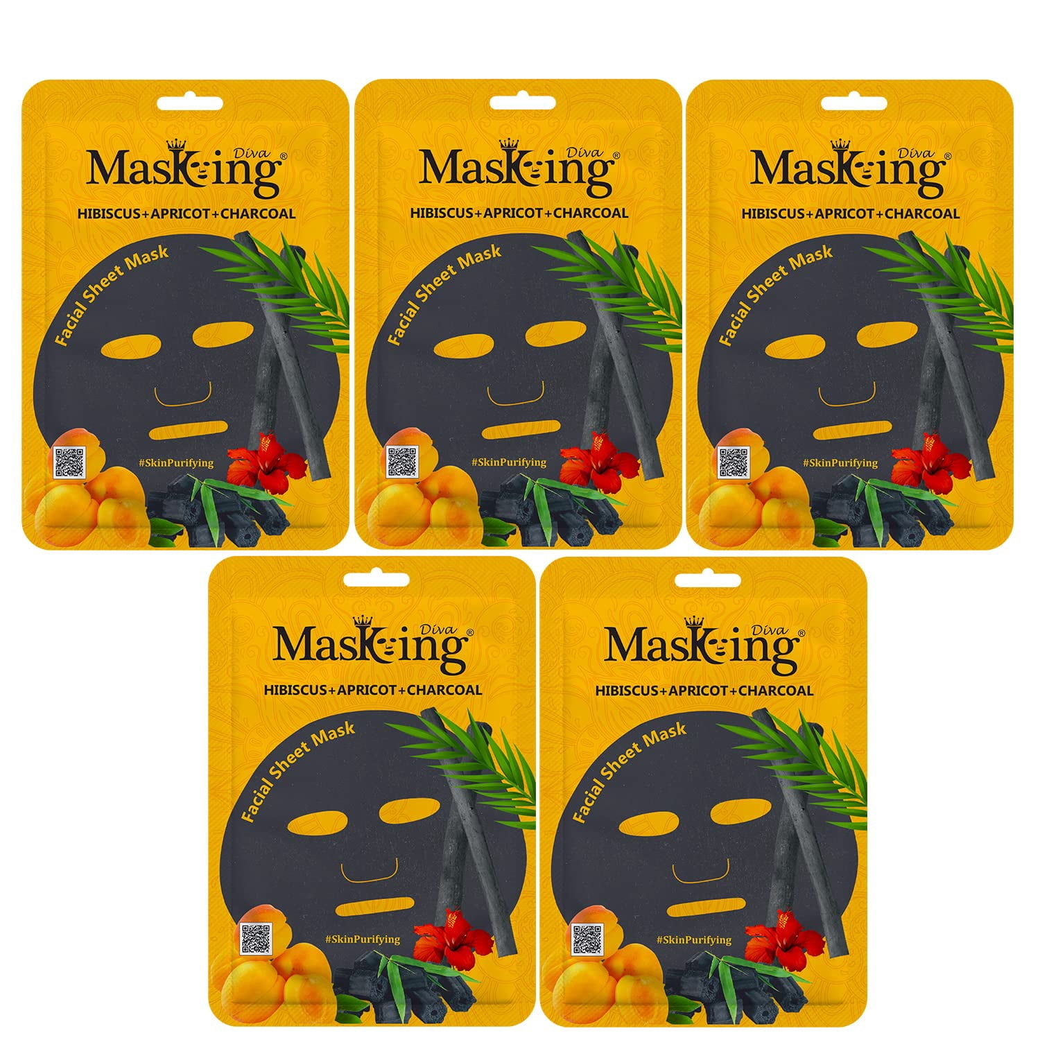 Masking Diva Charcoal Hibiscus, Apricot, Facial Sheet Mask (25Ml ...