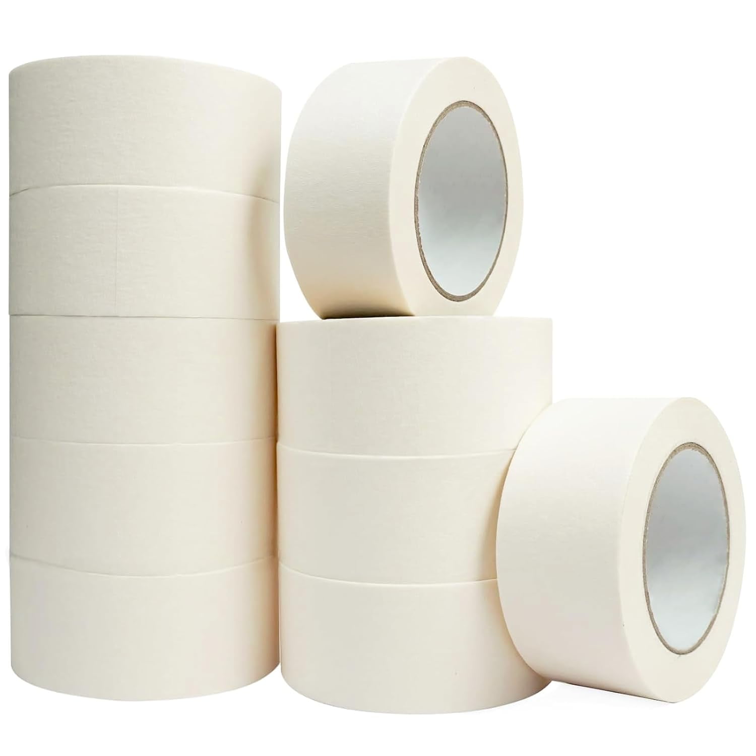 Masking Tape 2 Inch, 10 Pack White Masking Tape Bulk for General ...