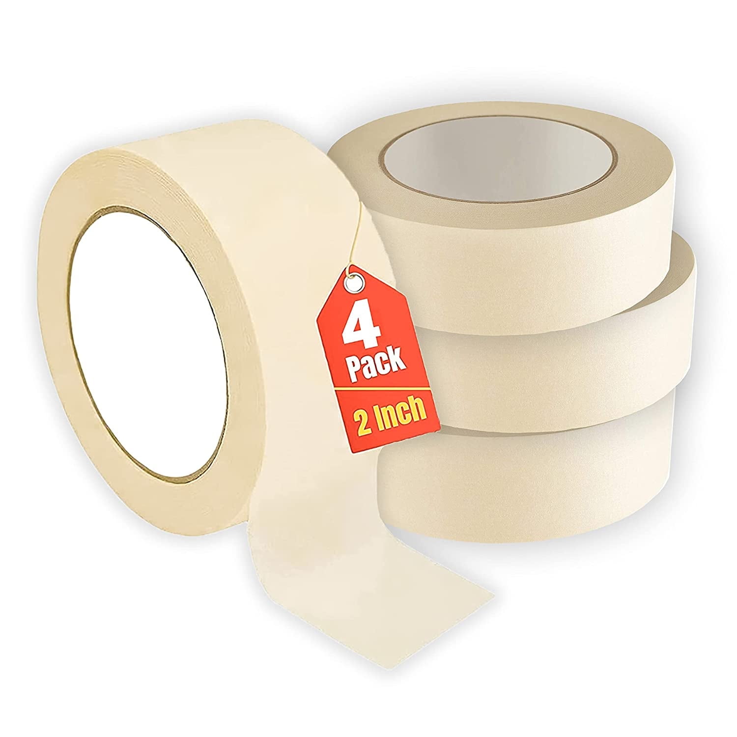 Masking Tape 2 inch Wide, White Masking Tape, 2 inch x 60.1-Yards, 3 ...