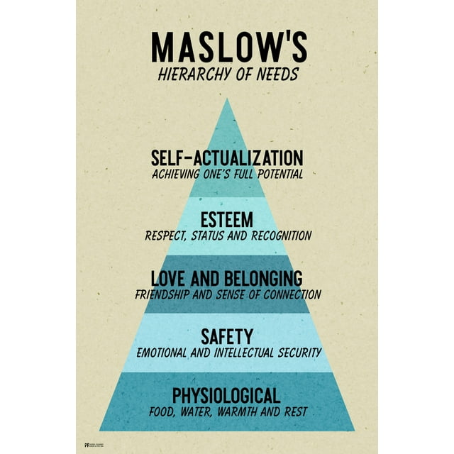Maslows Hierarchy of Needs Motivational Poster Therapy Wall Artwork for ...