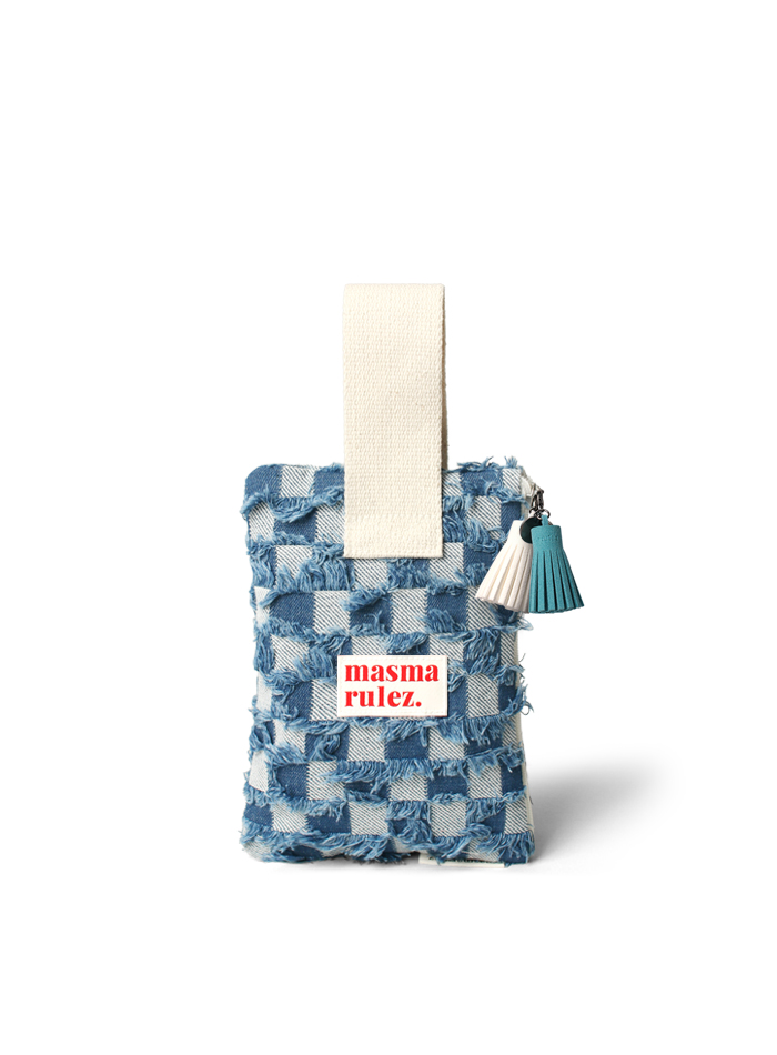 [Masmarulez] Strap pouch bag Rough Check denim - Walmart.com