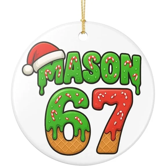 Mason 67 Ceramic kriStmAs Ornament Six Seven Joke Gen Alpha Slang 2PCS ...