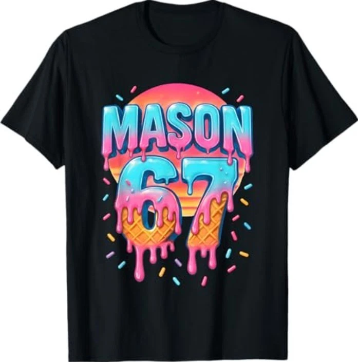 Mason 67 Costume Ice Cream Baseball Drip 6 7 Meme Six Seven Tee ...
