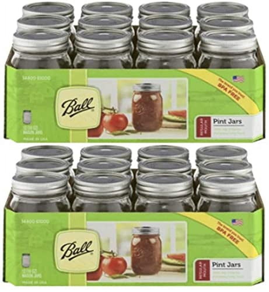 Mason Ball Jars 24 Jars with Lid - Regular Mouth - 16 oz by Jarden (24 ...