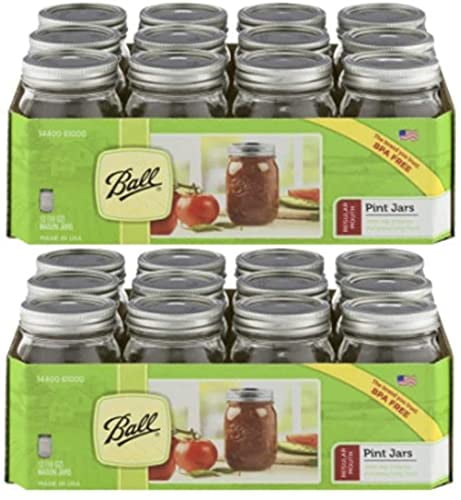 Mason Ball Jars 24 Jars with Lid - Regular Mouth - 16 oz by Jarden (24 ...