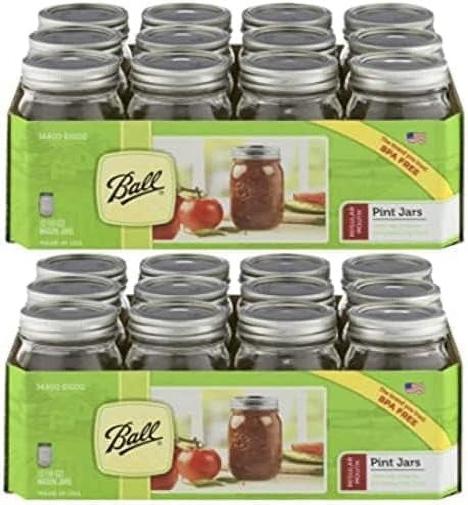 Mason Ball Jars 24 Jars with Lid - Regular Mouth - 16 oz by Jarden 24 ...