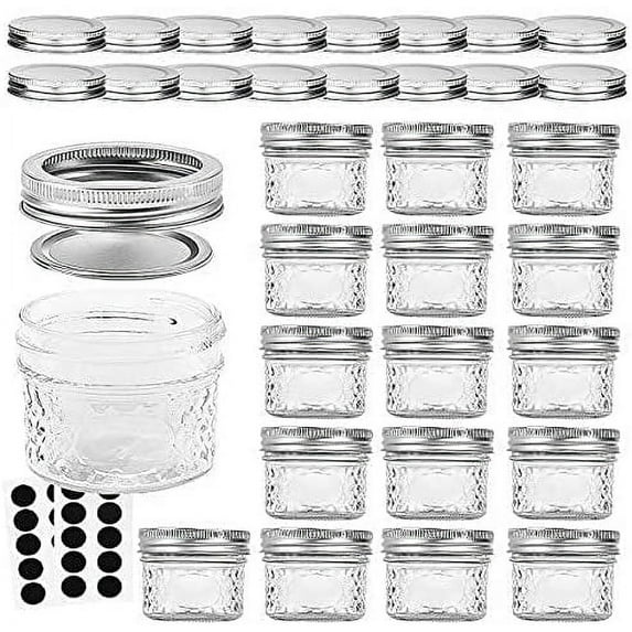 Mason/Canning Jars, 4 OZ Jelly Jars With Regular Lids and Bands, Ideal ...