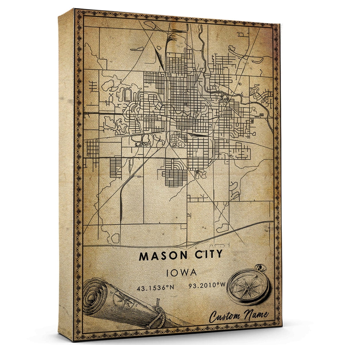 Mason City Map Poster, Iowa Map Art Poster, Canvas, Mason City Map City ...