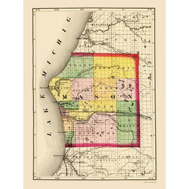 Historic County Map - Gladwin County Michigan - Walling 1873 - 23 x 28. ...
