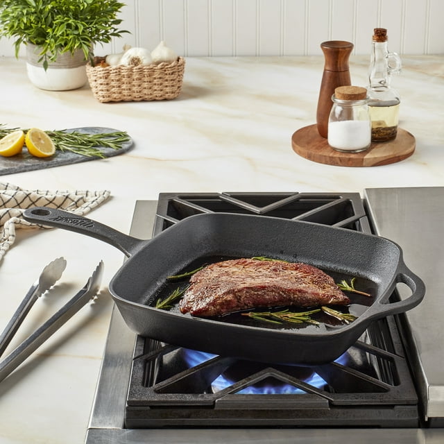 Mason Craft & More 11" Cast Iron Square Skillet Fry Pan with Assist ...