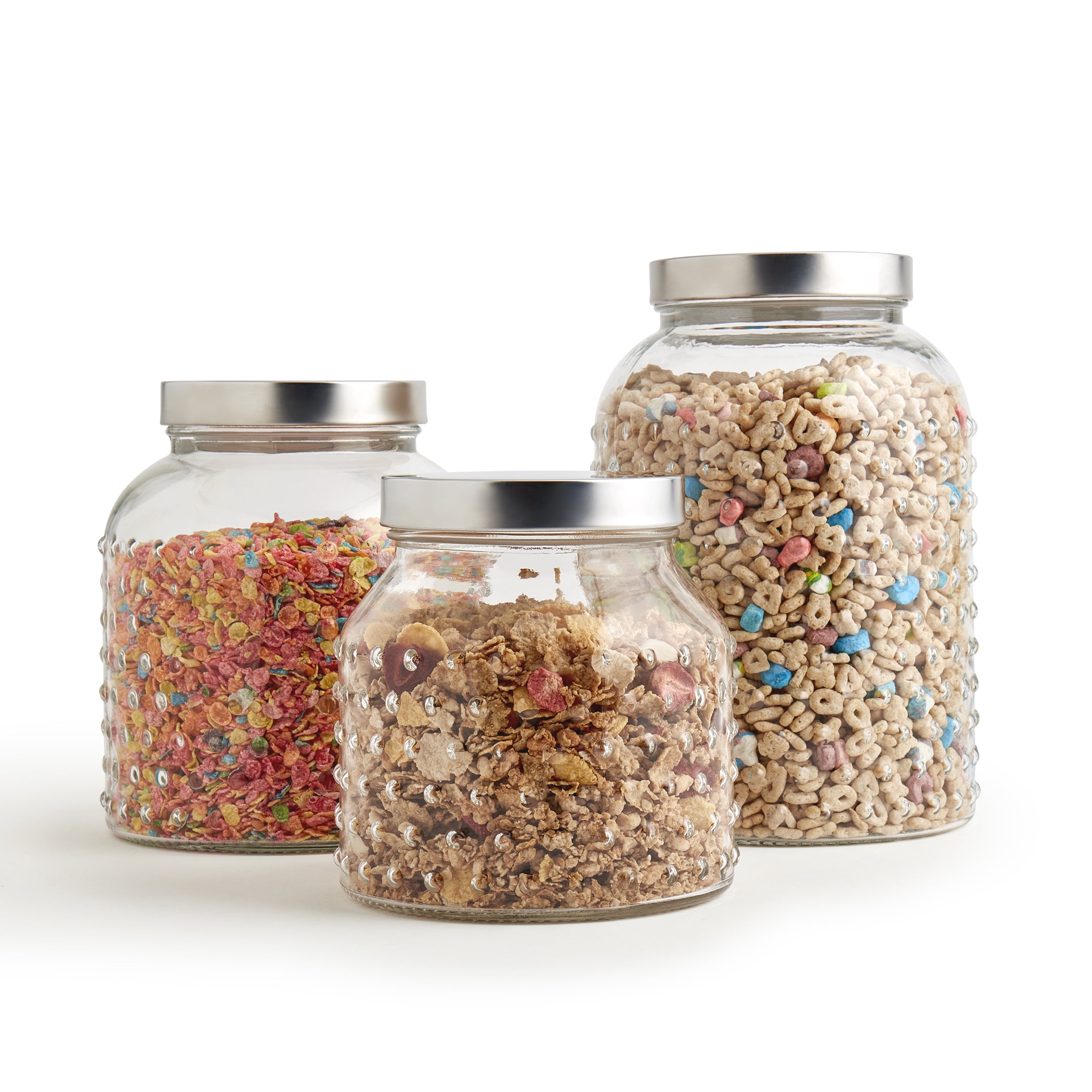 Mason Craft & More 3 Piece Hobnail Glass Canister Set with Airtight ...