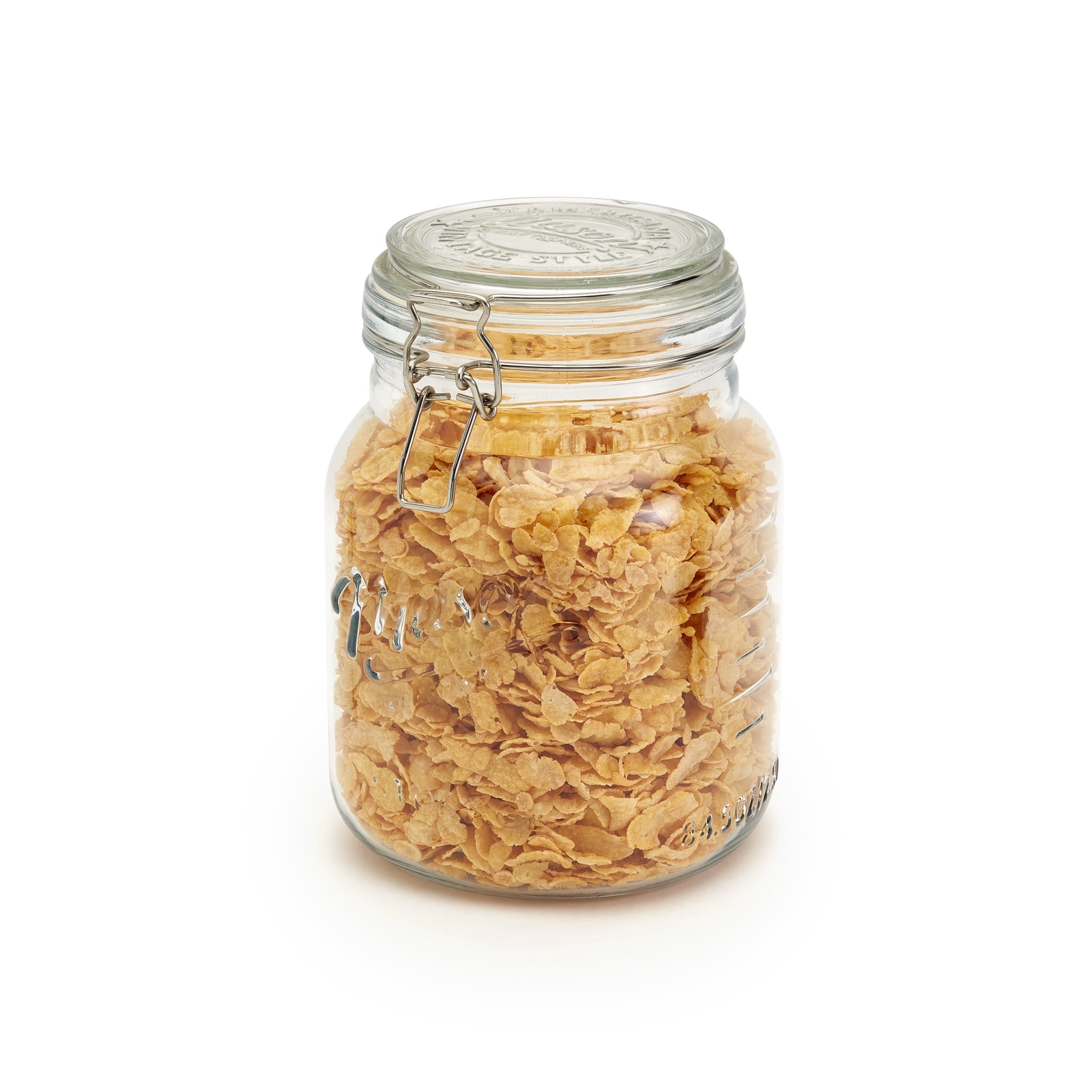 Mason Craft & More Airtight Large Glass Clamp Jar with Lid, Clear Mason ...