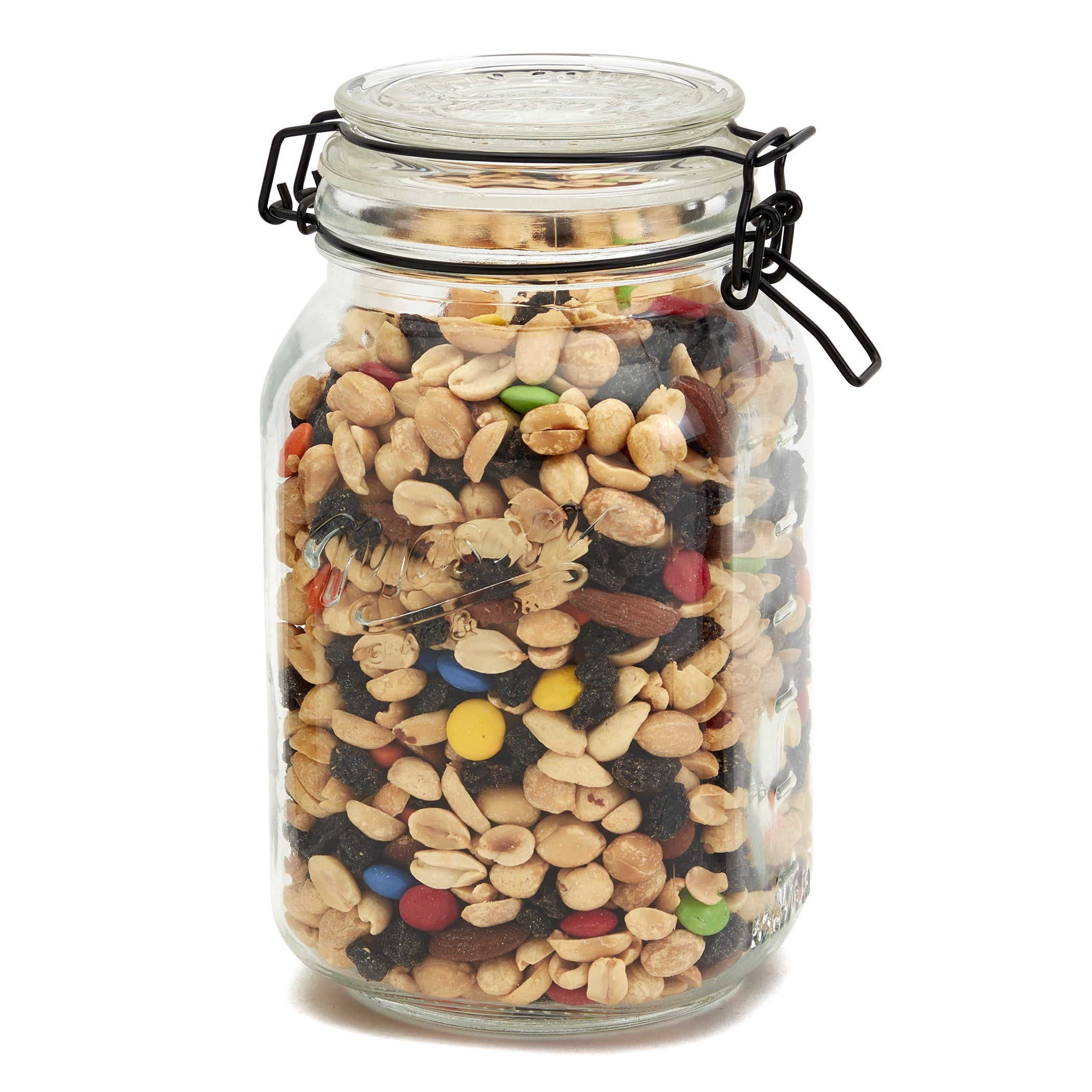 Mason Craft & More Airtight Medium Glass Clamp Jar with Black Wire ...