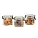 Mason Craft & More Set of 3 Airtight Small Glass Clamp Jars with Black ...
