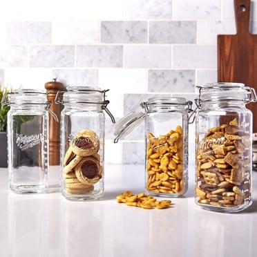 Mason Craft Craft and More, 2 Liter Large Square Glass Clamp Jar, Set ...
