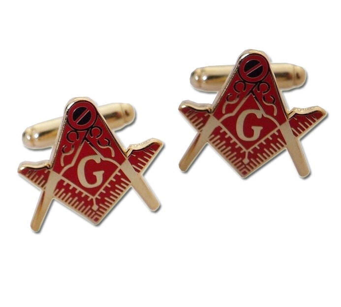 Mason Cufflinks - Red Masonic Emblem on Gold Color with Freemasons ...