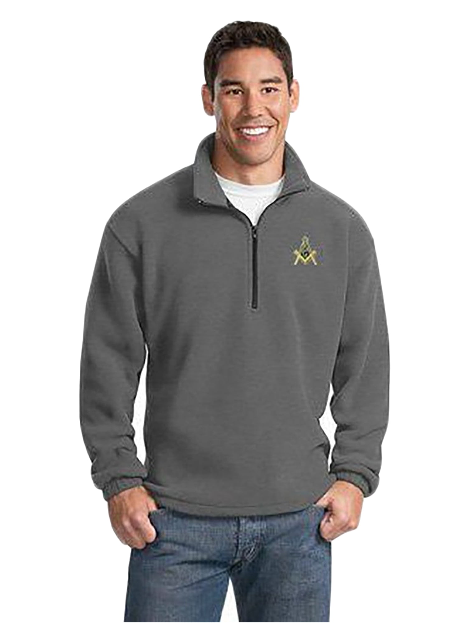 Mason/Freemason Emblem 1/4 Zip Pullover Medium Light Grey - Walmart.com