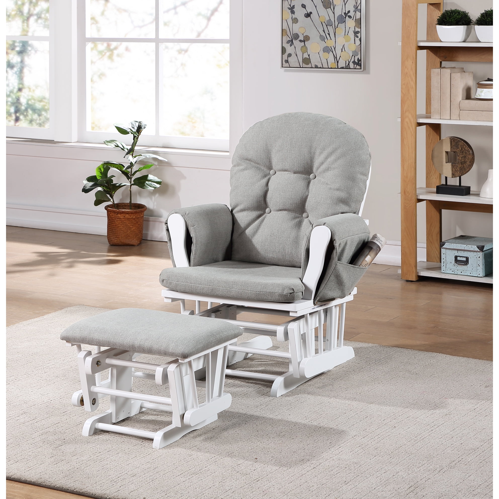 Mason Glider And In Gray - Wood + Fabric Merge, Smooth Gliding, Back ...
