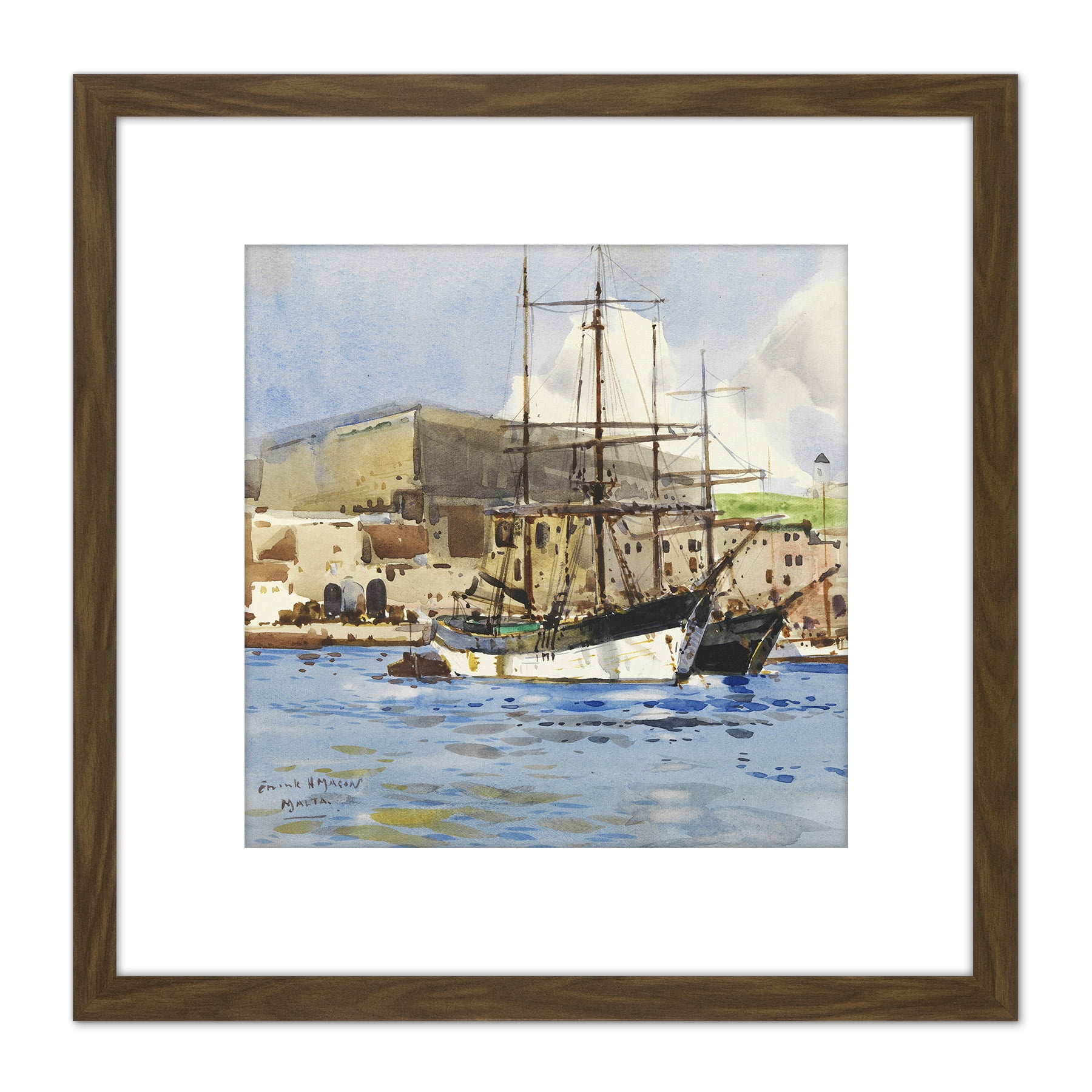 Mason HM Brig B3 Malta At Anchor WWI War Painting 8X8 Inch Square ...