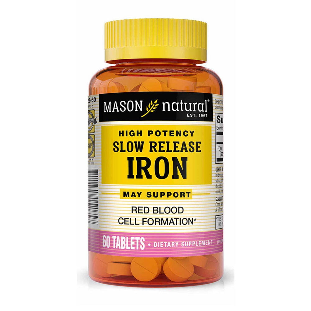 Mason Natural Supplement - High Potency Slow Release Iron 50 mg, 60 ...