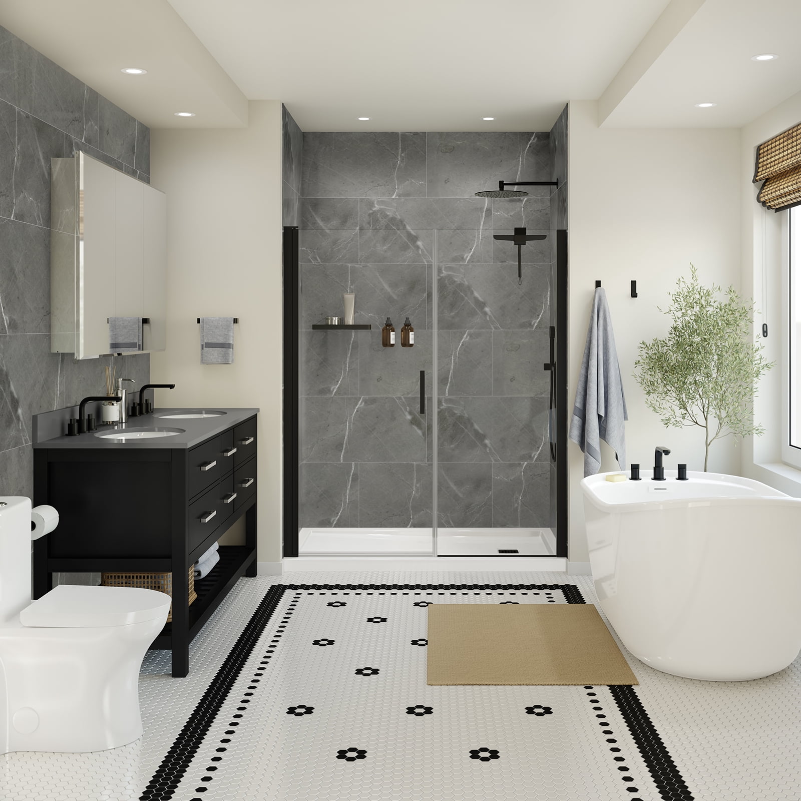 Mason Hill Glue-Up Alcove Shower Wall Tiles Kit - Walmart.com