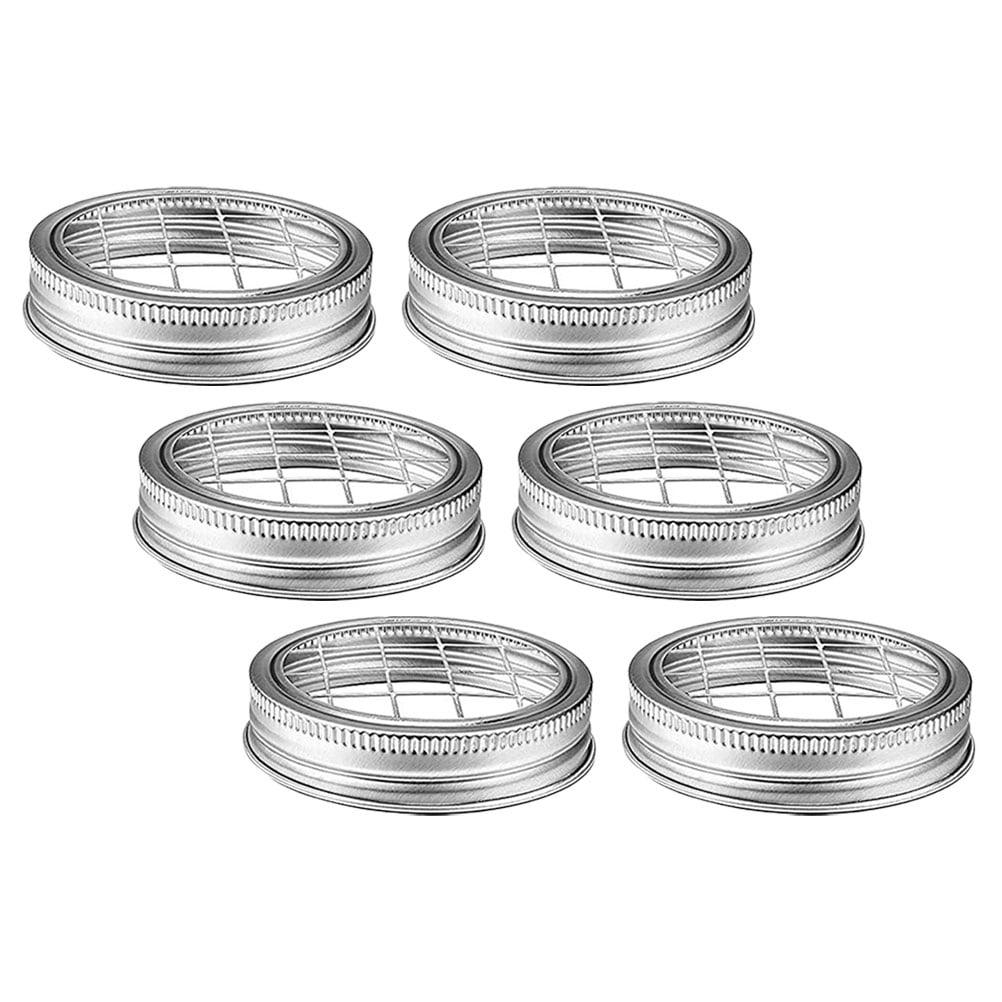 Jar 6 Sets Frog Lid Insert Flower Mesh Grid Cover Stainless Steel ...
