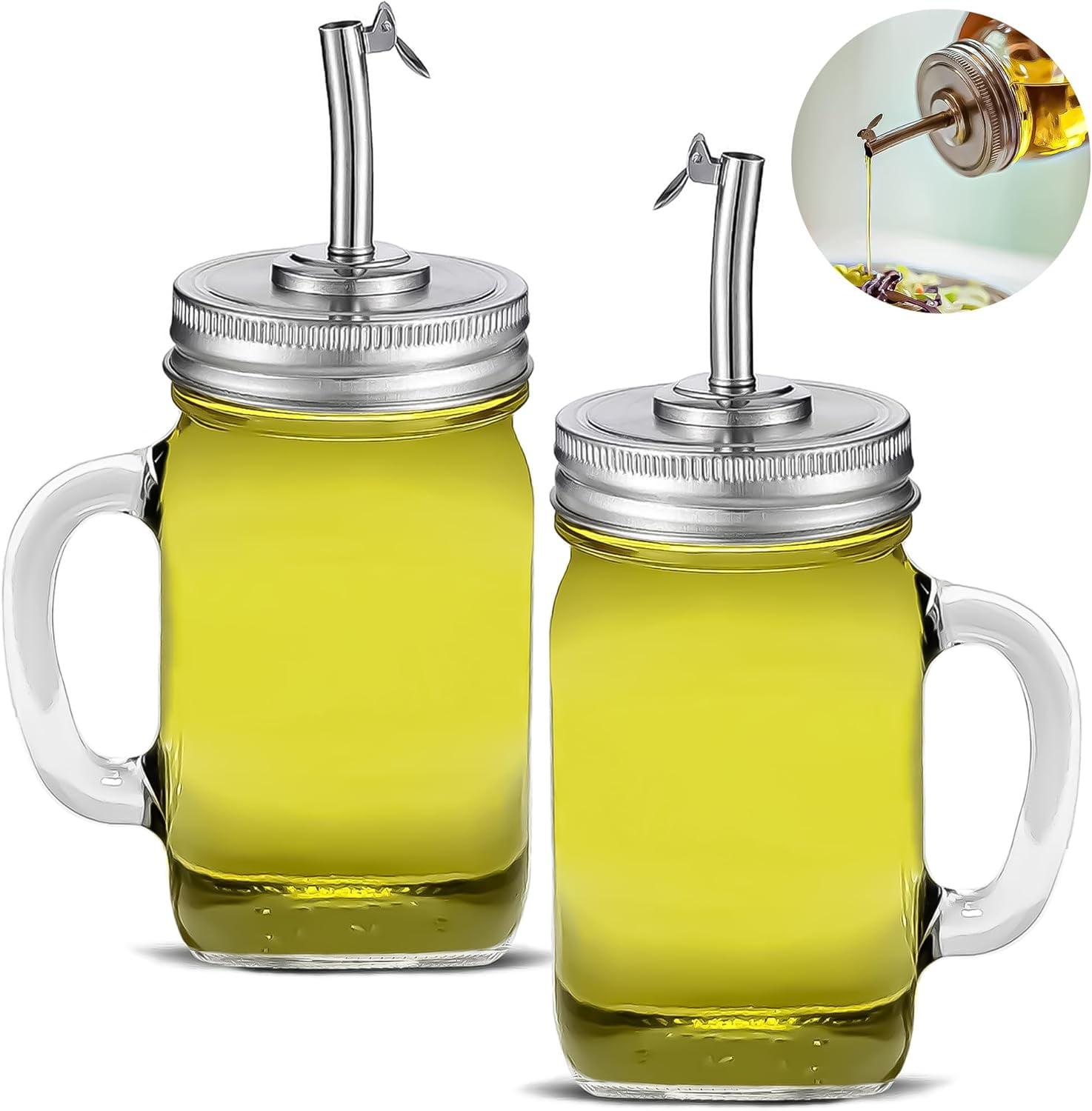 Mason Jar Cups with Pour Spout Lid - (2 Pack) - Walmart.com