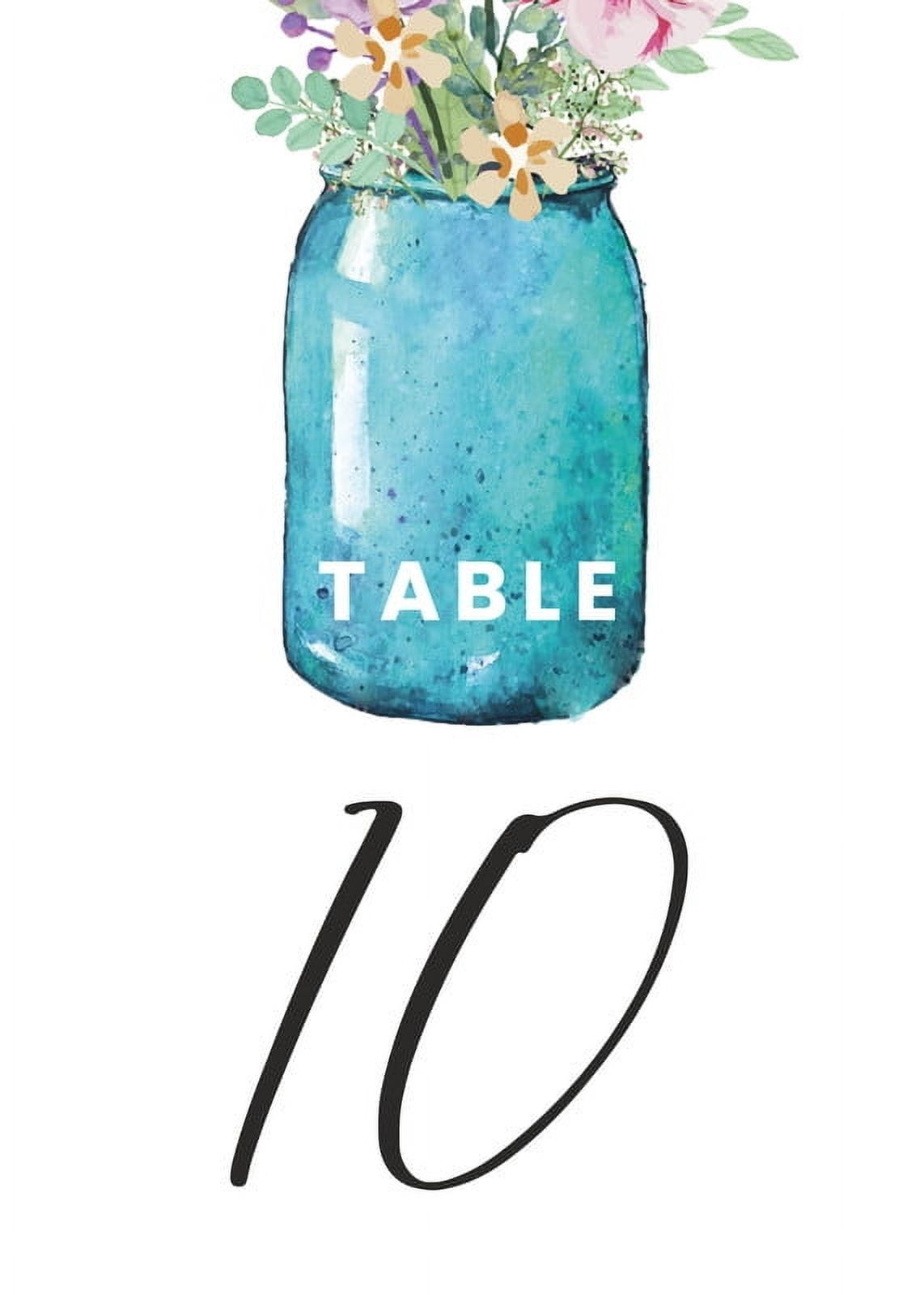 Mason Jar Design Table Number Cards Double Sided Party Table Numbers ...