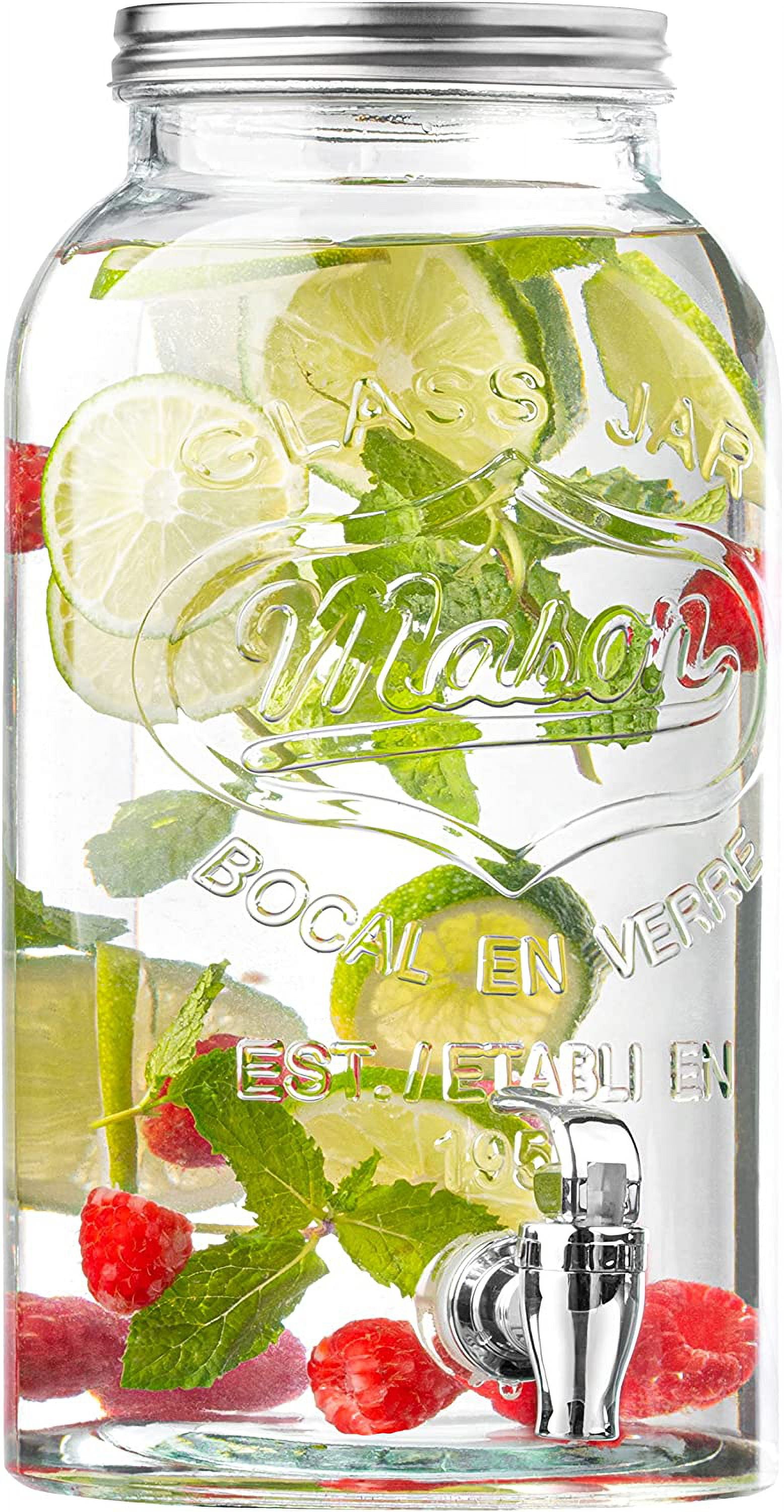 Mason Jar Drink Dispenser with Spigot (1 Gallon) Tea, Juice, and ...