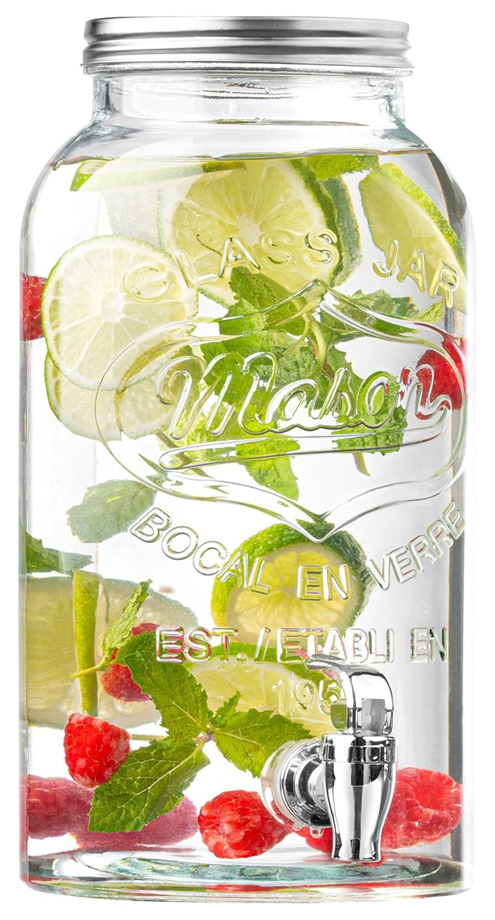 Mason Jar Drink Dispenser with Spigot (1 Gallon) Tea, Juice, and ...