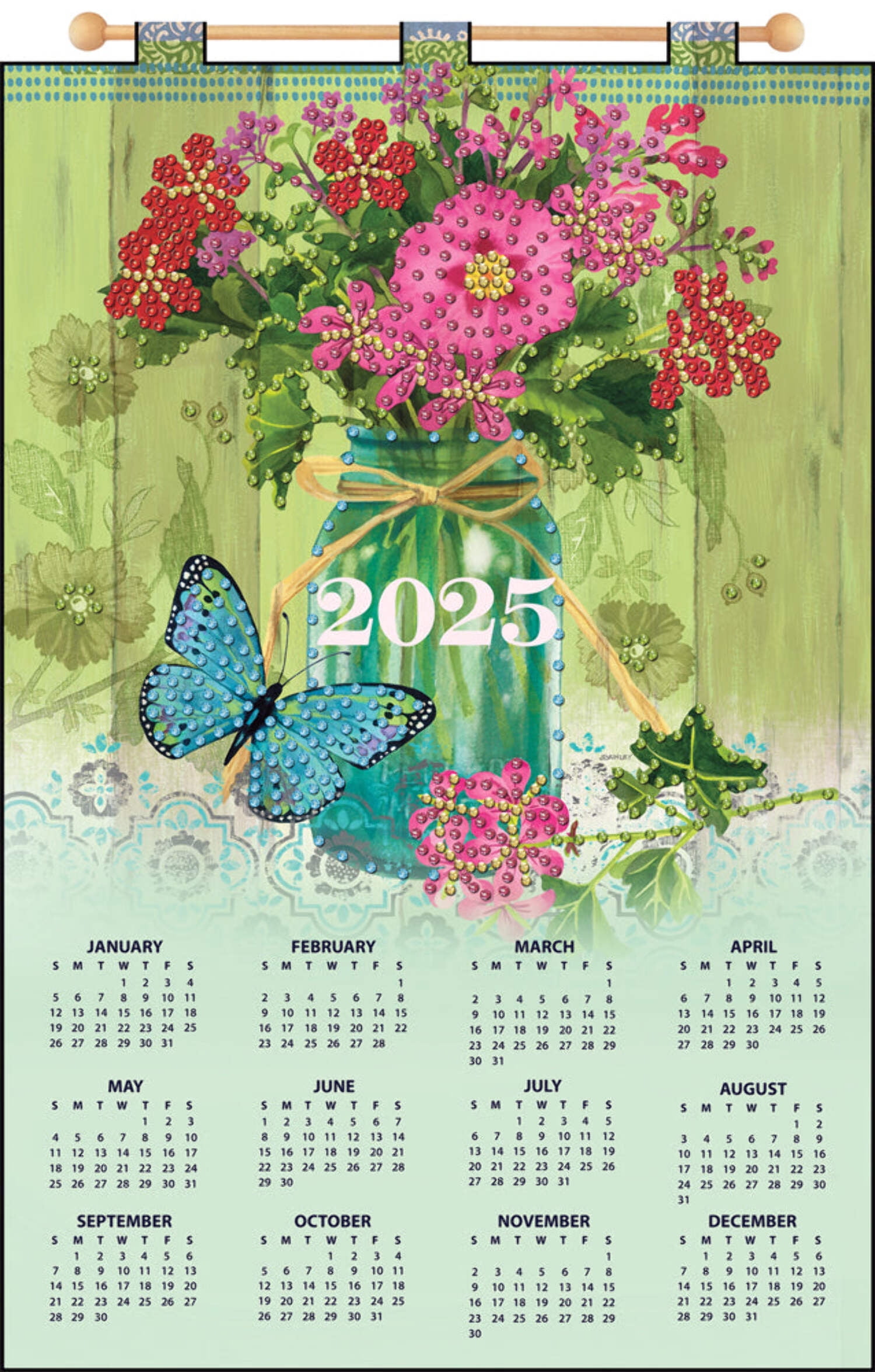 Mason Jar Floral 2025 Felt Sequin Calendar - Walmart.com