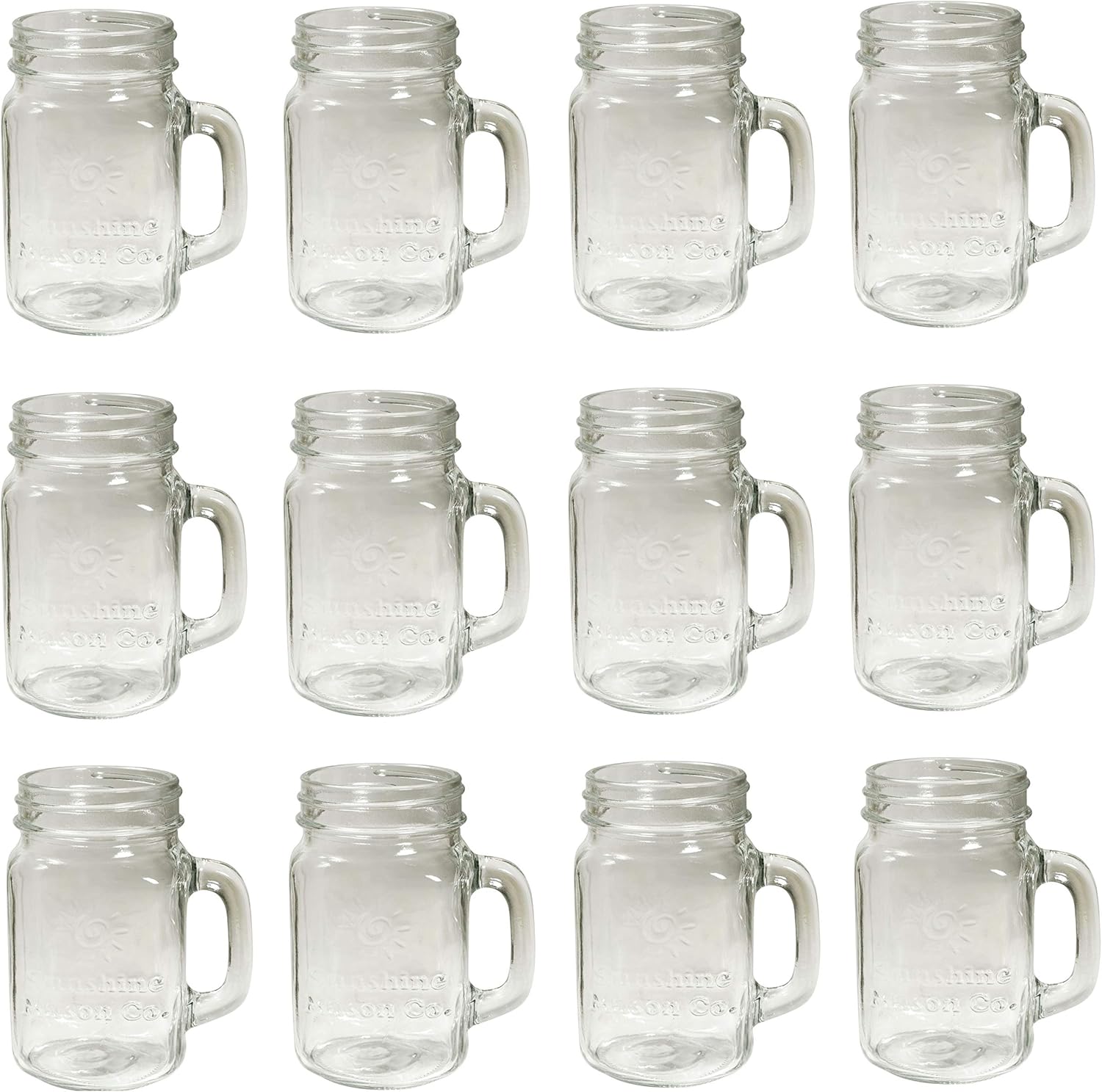 Mason Jar Glass Mugs with Handles Pint Size (16 ounce, 473 mL) Regular ...