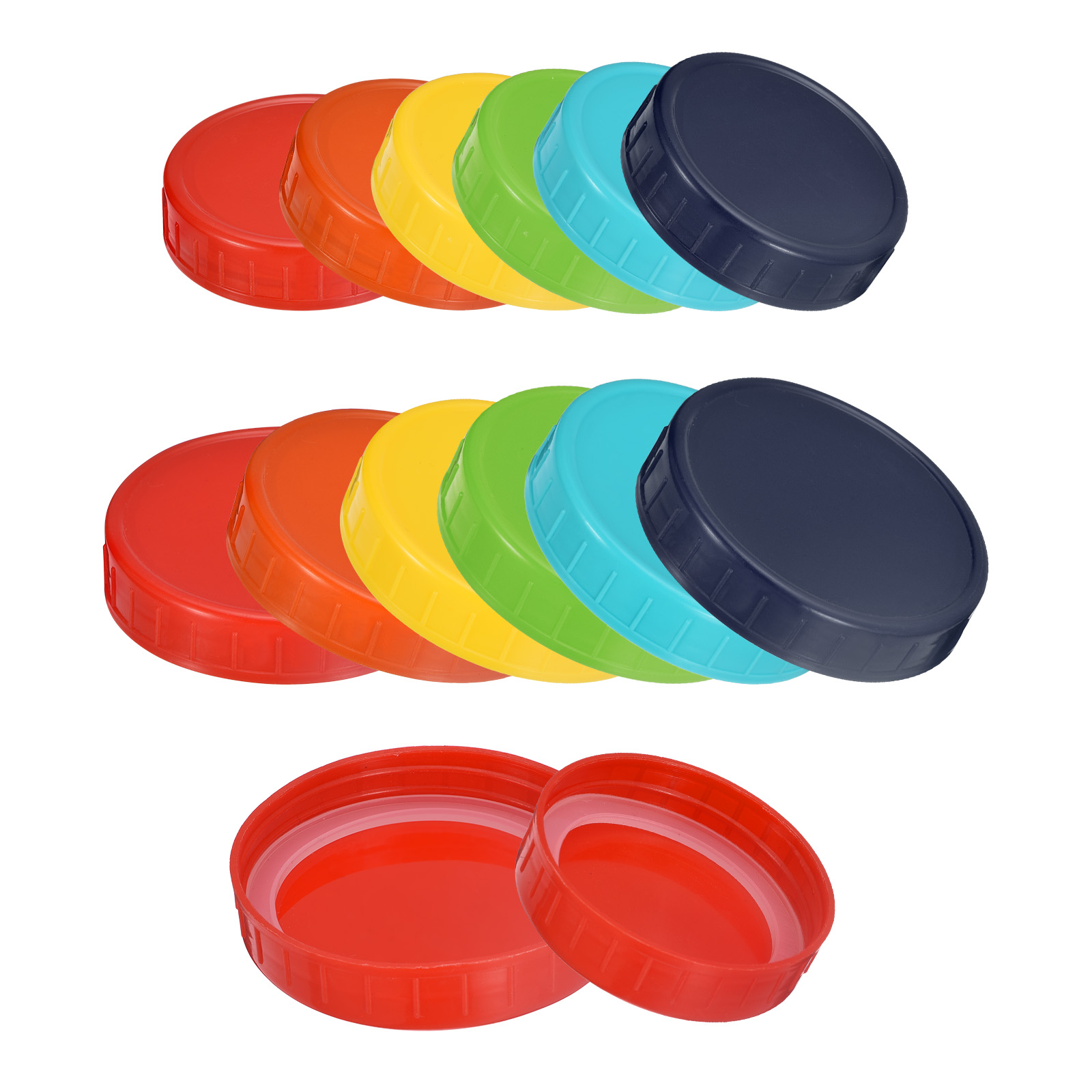 Mason Jar Lids, 12 pack Plastic Colored Storage Lids with Seals, 6 ...