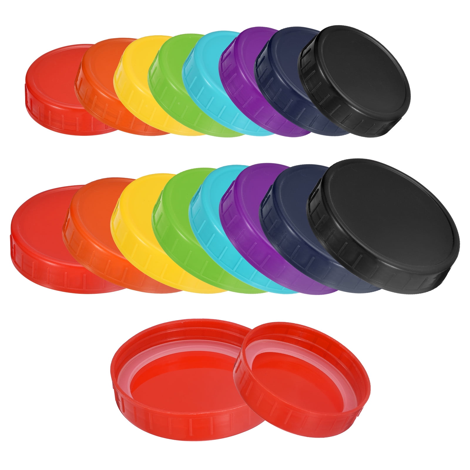 Mason Jar Lids, 16 pack Plastic Colored Storage Lids with Seals, 8 ...