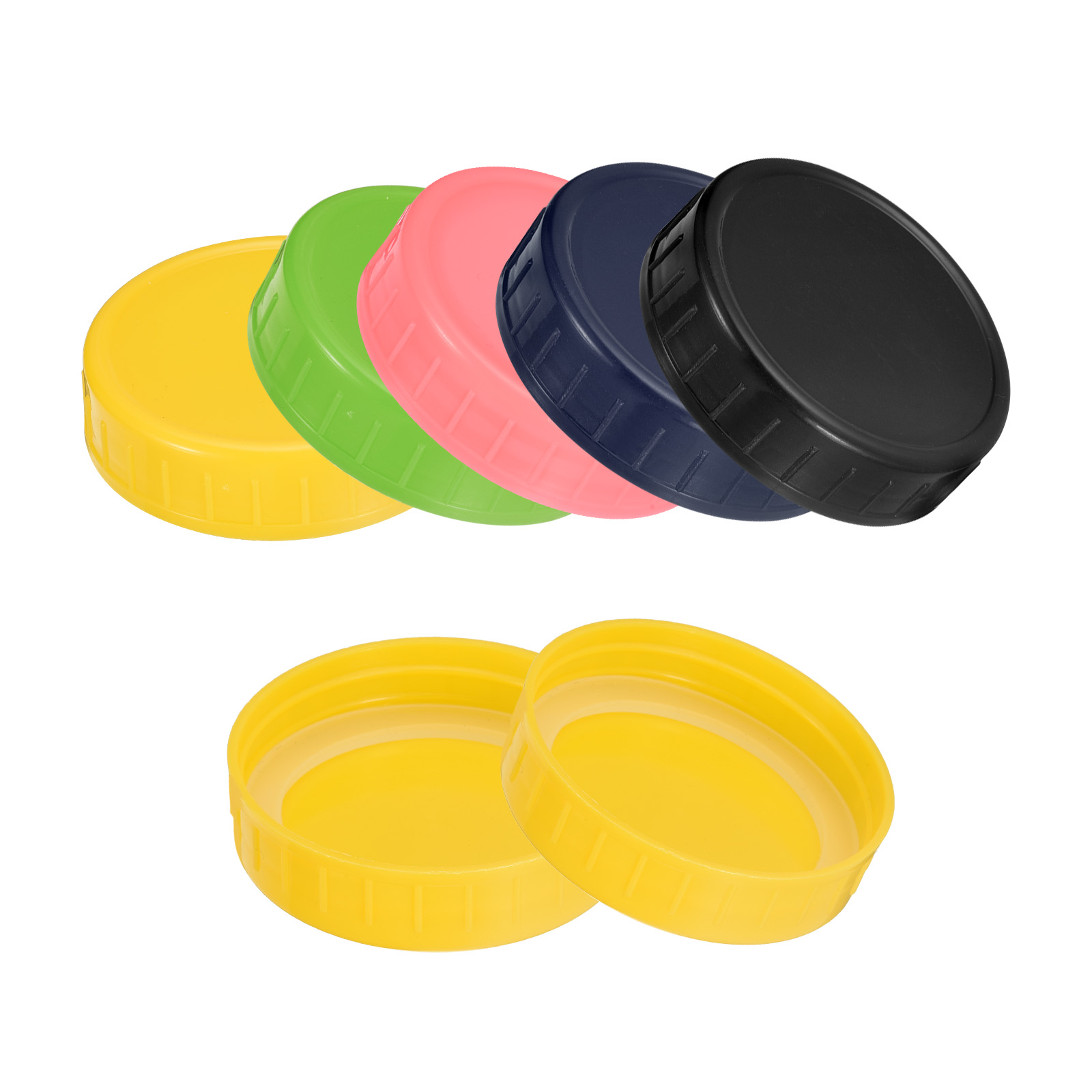 Mason Jar Lids, 5 pack Plastic Colored Storage Lids with Seals, Regular ...
