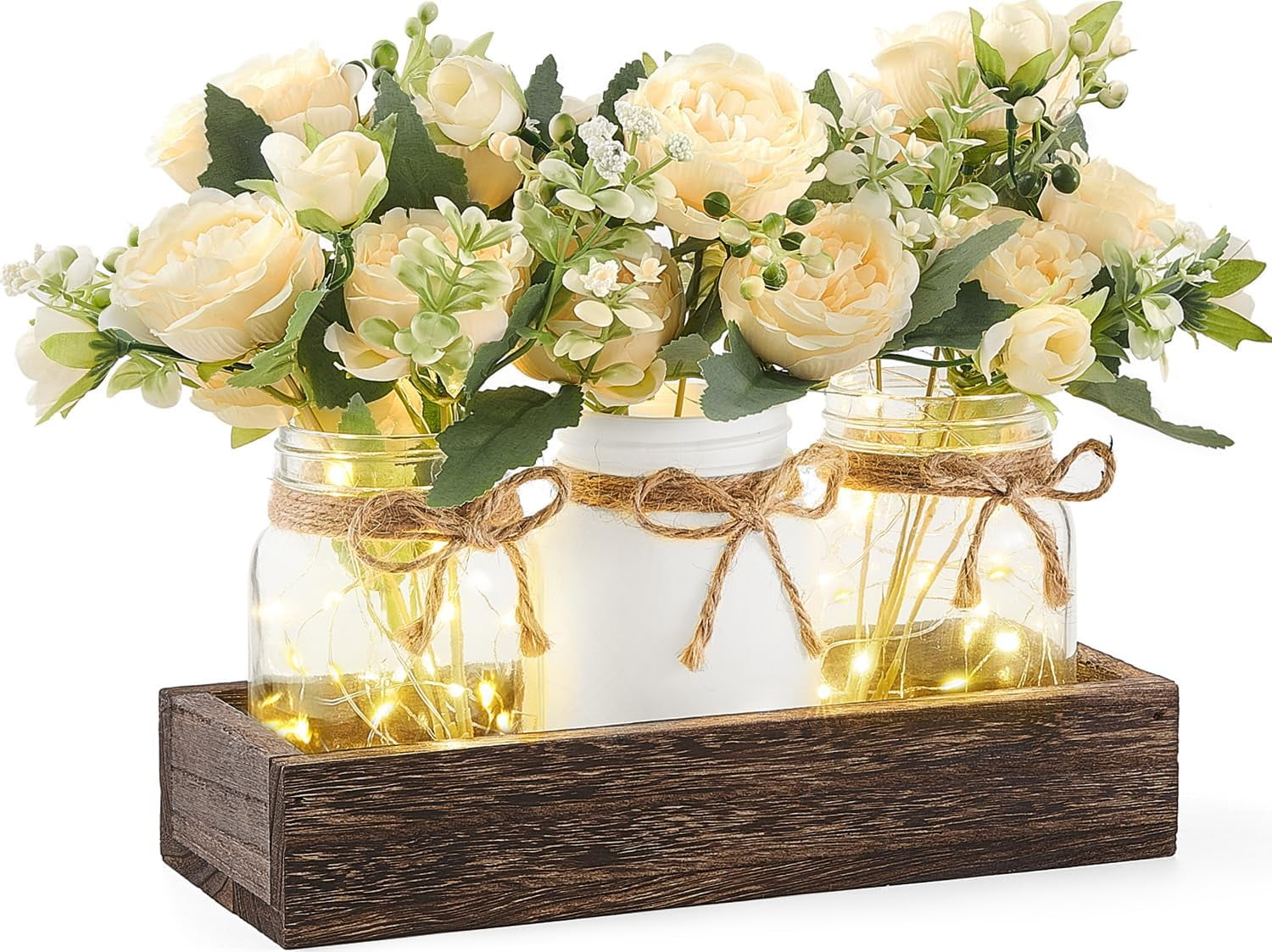 Mason Jar Lights Table Centerpiece for Dining Room Farmhouse Coffee ...