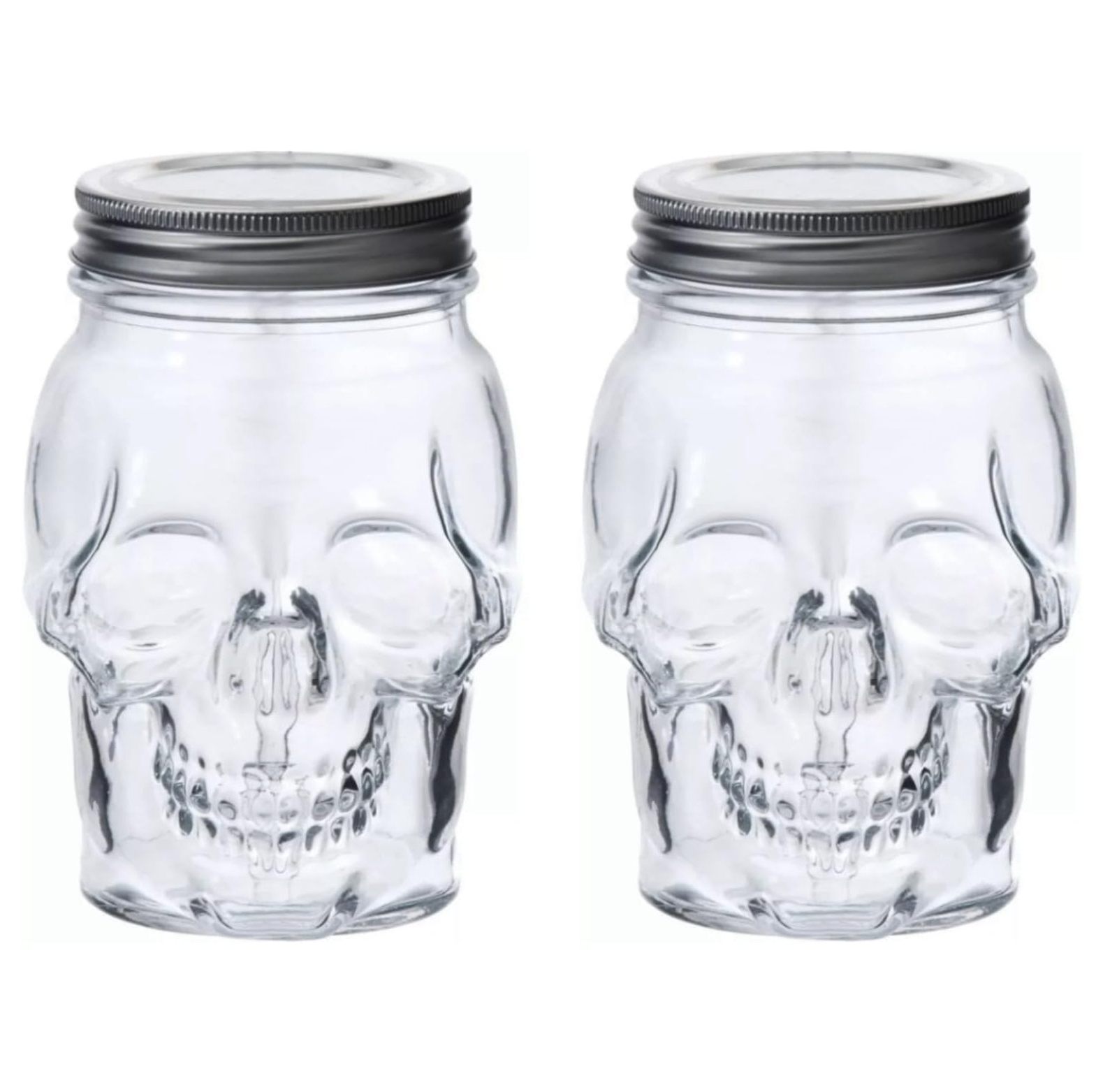 Mason Jar Mug Glass Set of 4 (2 Containers & 2 Lids) 16oz Capacity ...
