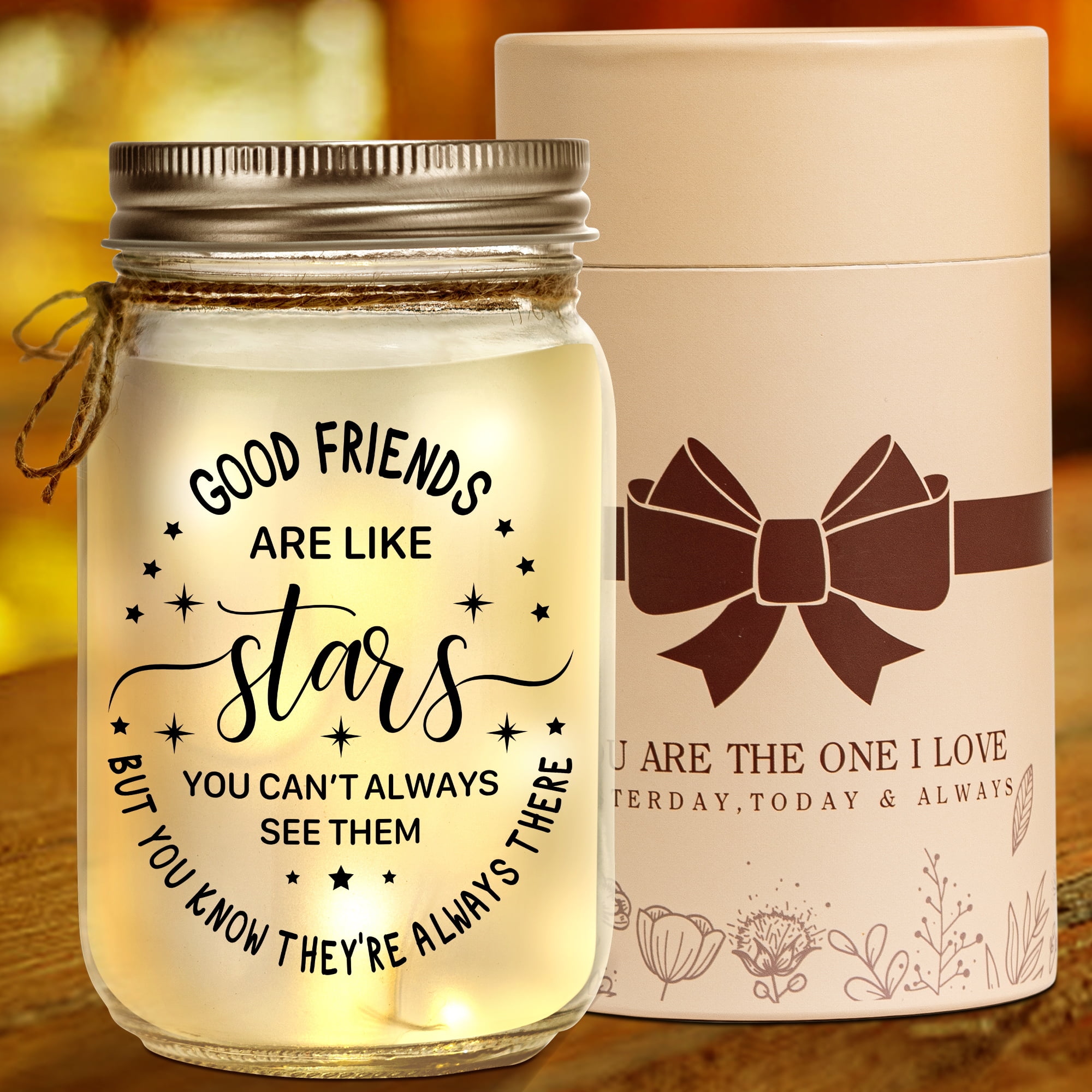 Mason Jar Night Light for Bestie, Birthday Day Gifts for Women, Home ...