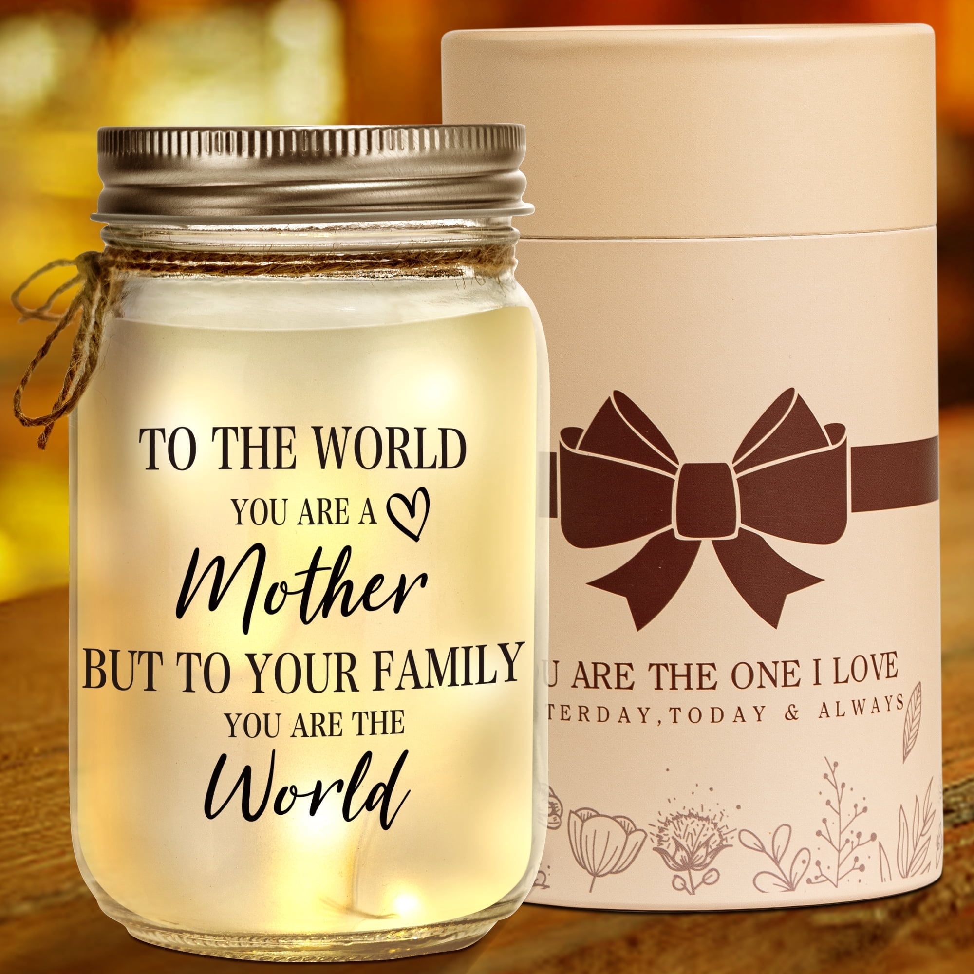 KWOOD Mason Jar Night Light, 13.2cm, Personalized Gift for Mom, Home ...