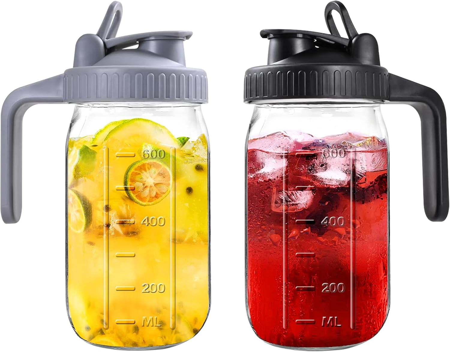 Mason Jar Pitcher, 32 OZ 2 Pack Glass Pitcher with Lid Double Leak ...