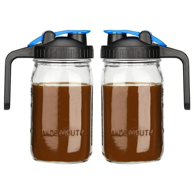 Mason Jar Pitcher Wide Mouth 32 oz Mason Jar Pitcher with Airtight Lid ...