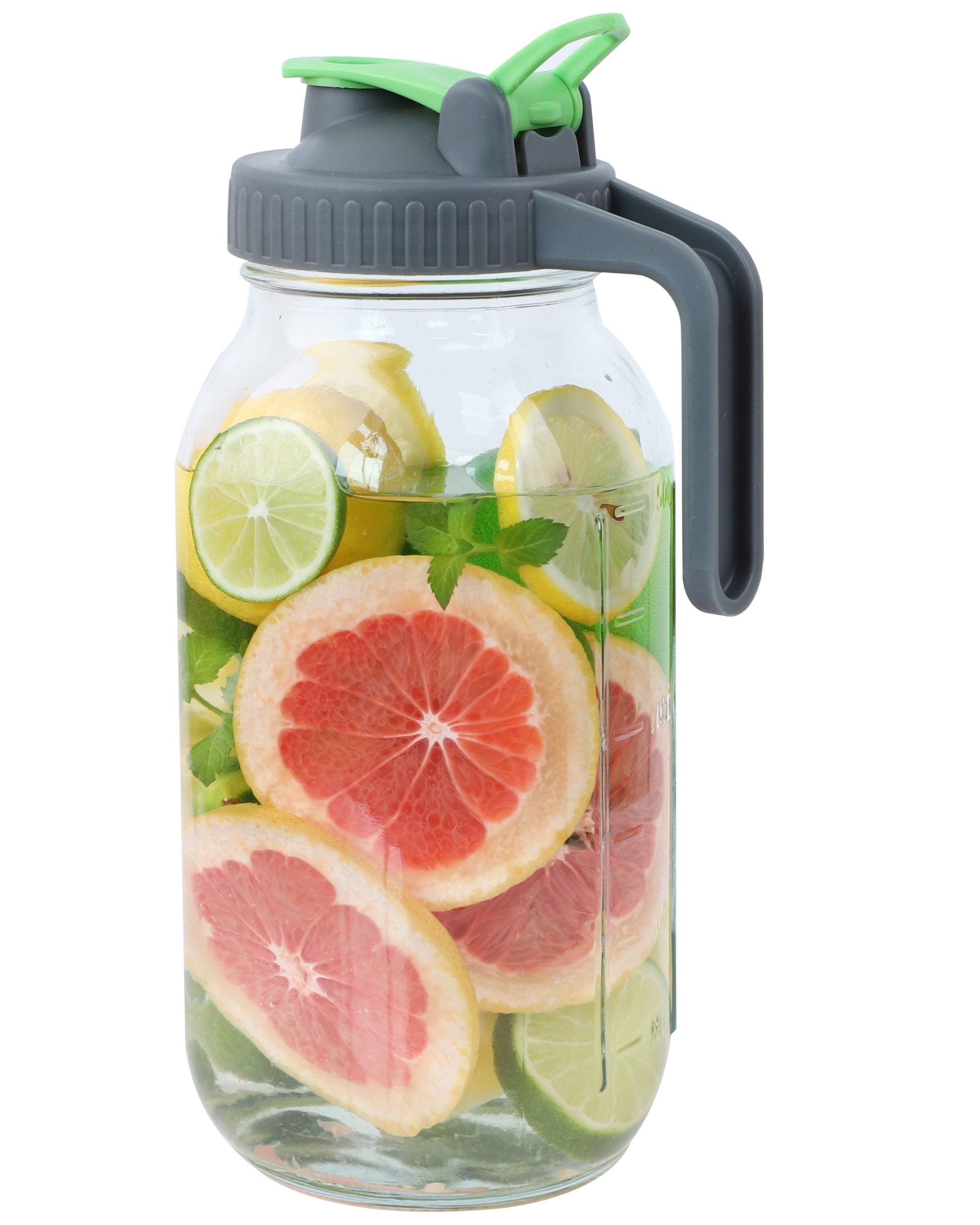 32 Oz Glass Mason Jar Pitcher with Pour Spout & Flip Cap, Leak-Proof ...