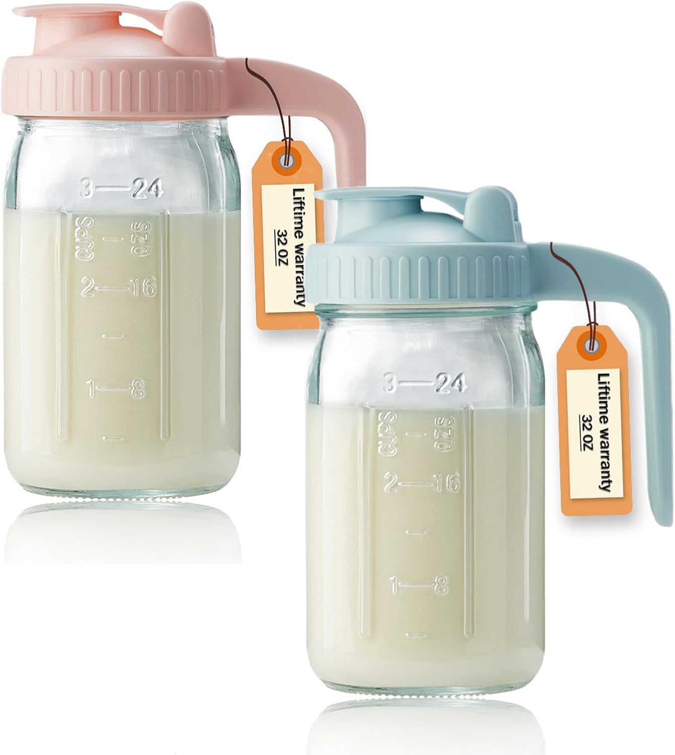 Mason Jar with Pour Spout Lid V-shaped, 2 Quart Iced Tea Pitcher Double ...