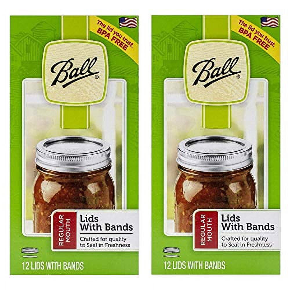Ball, Mason Jar Regular Mouth Lids and Bands, 2-Pack of 12 - Walmart.com