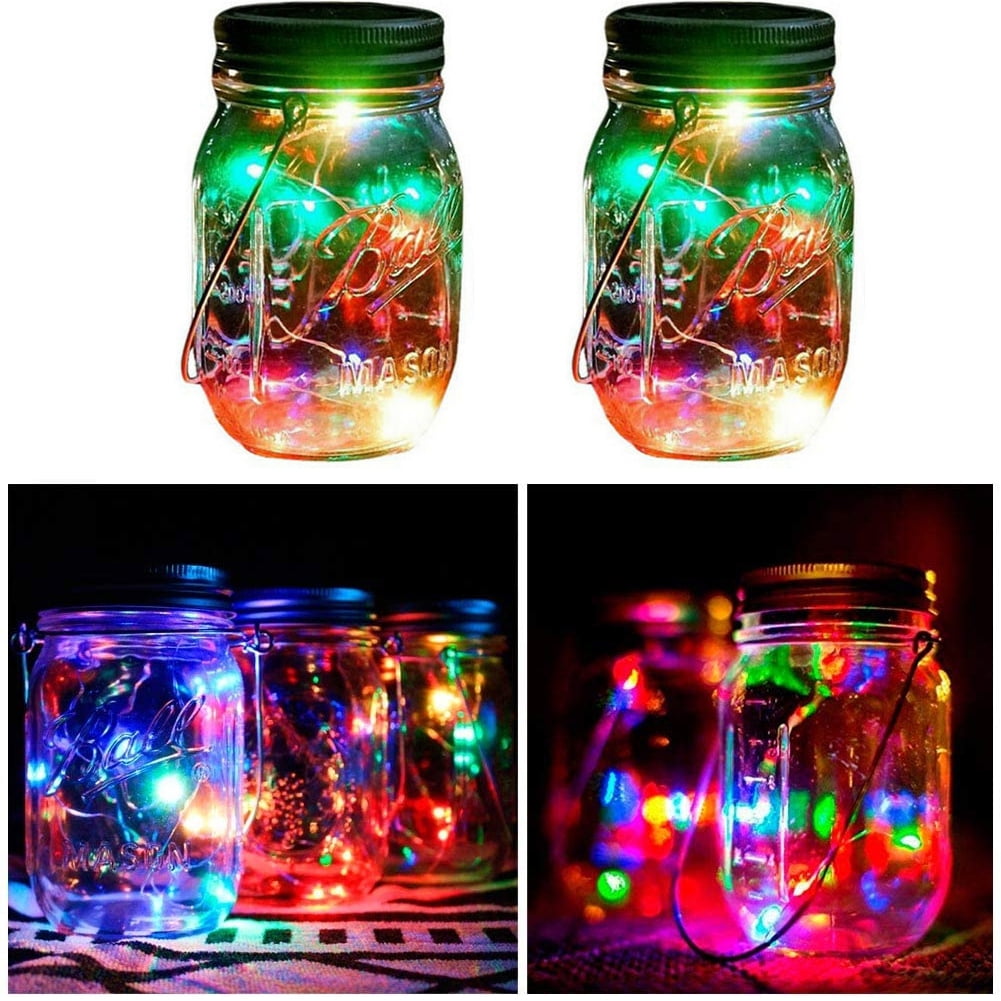 Mason Jar Solar String Lights, Waterproof 2M 20 LED Fairy Firefly Jar ...