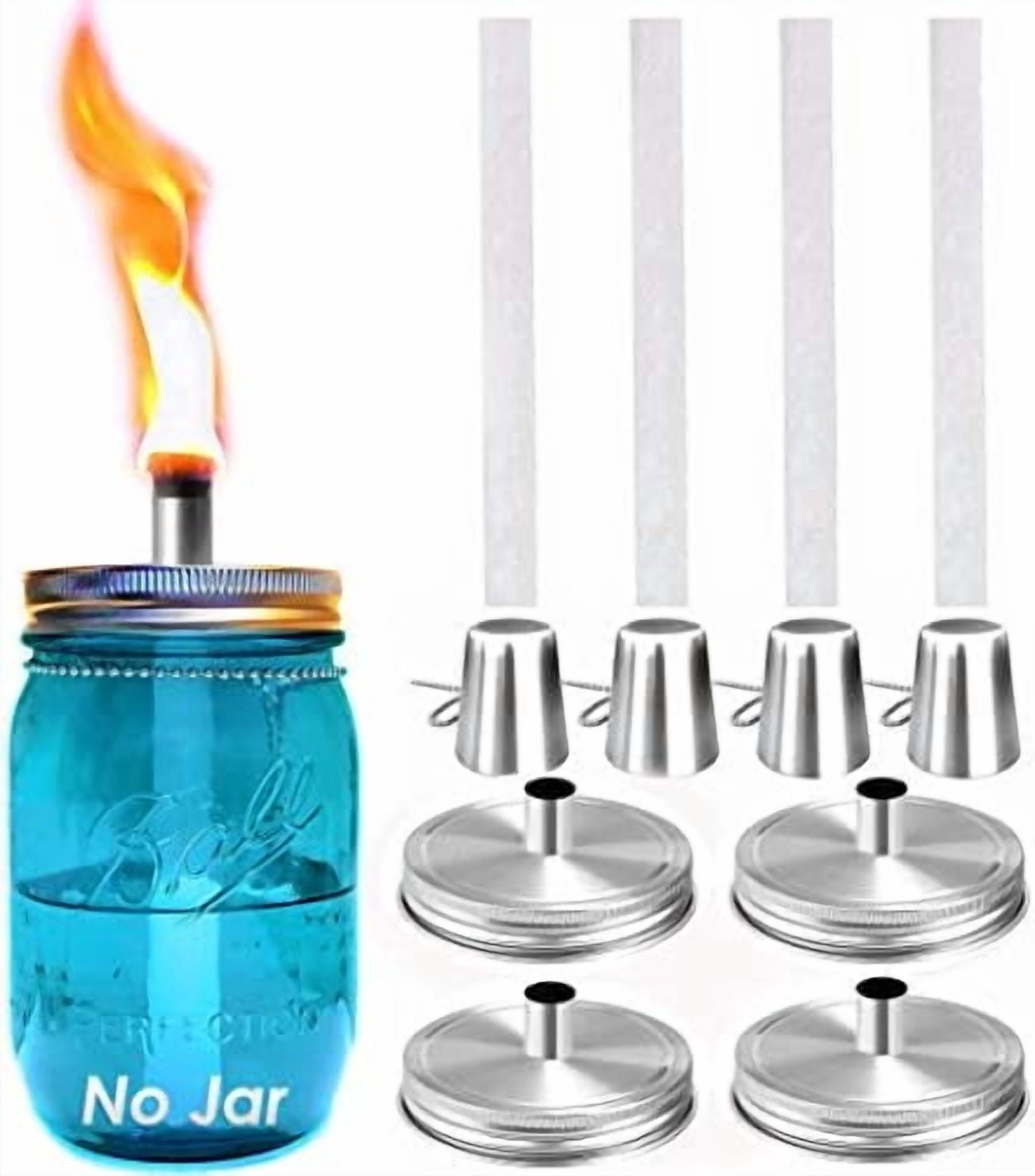 Mason Jar Tabletop Torch Kits,4 Pack Longlife Fiberglass Wicks ...