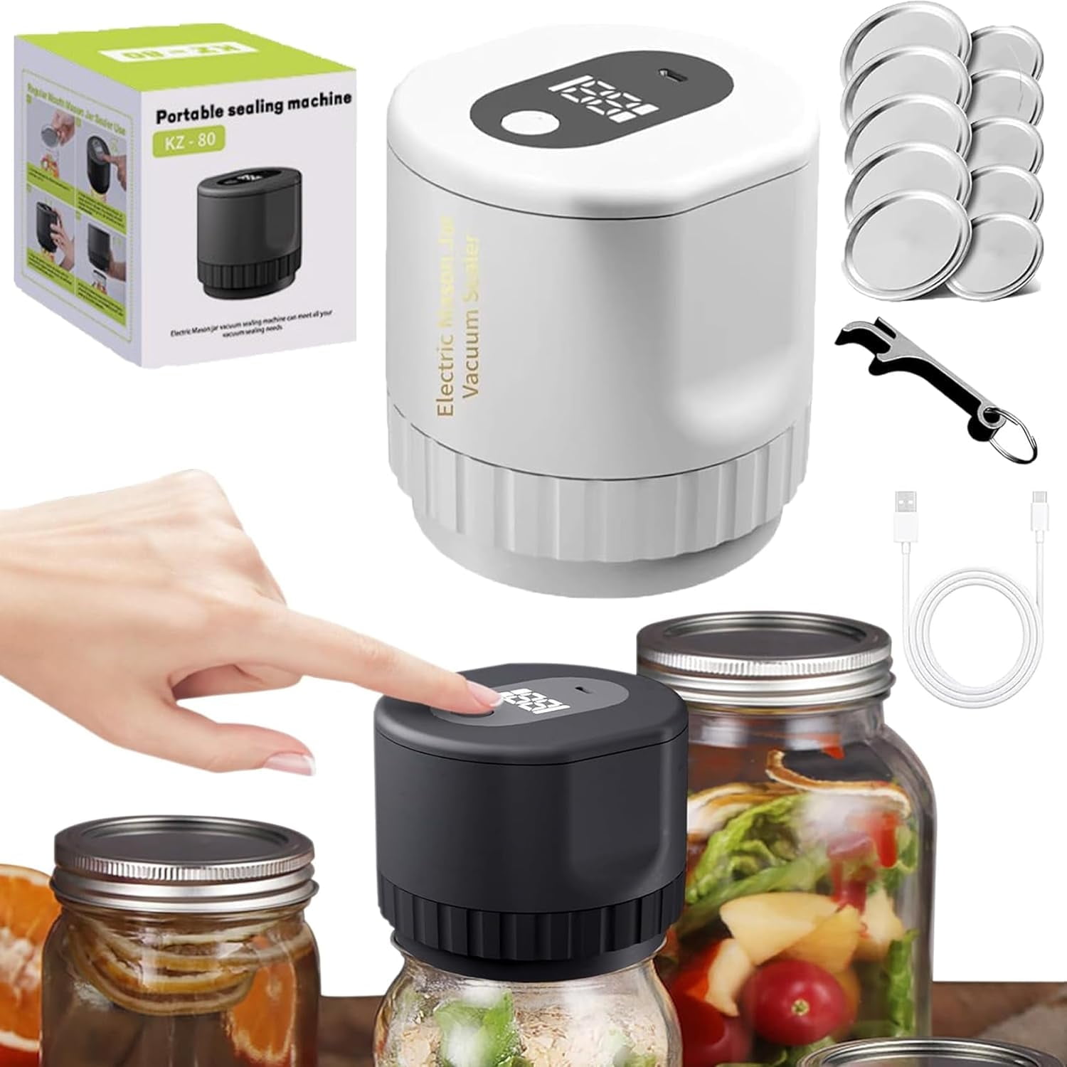 Mason Jar Vacuum, 2024 Best Ever Jar Vacuum Sealer, Vp06 Plus Mason Jar ...