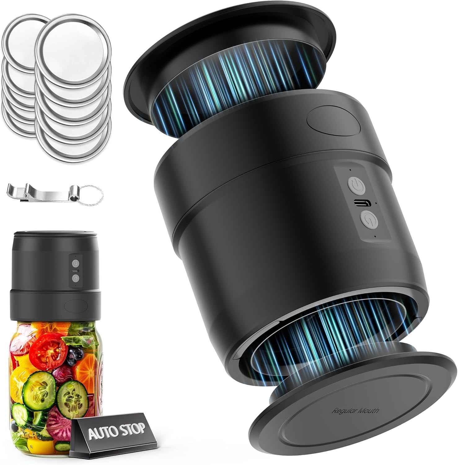 Mason Jar Vacuum Sealer Kit, Upgraded Dual-Head Auto-Stop Mason Sealer ...
