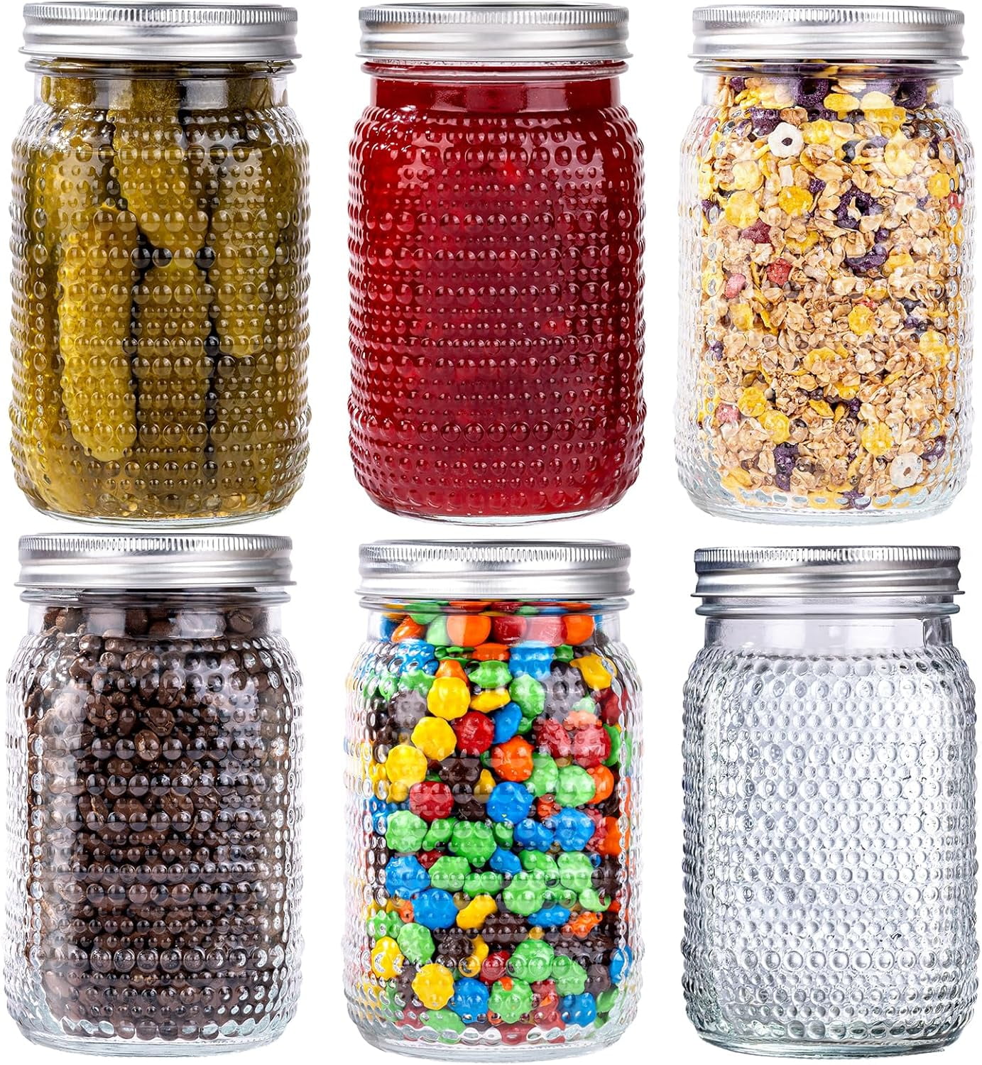 Mason Jars 32 oz, 6 Pack Quart Mason Jars Wide Mouth for Pickling ...