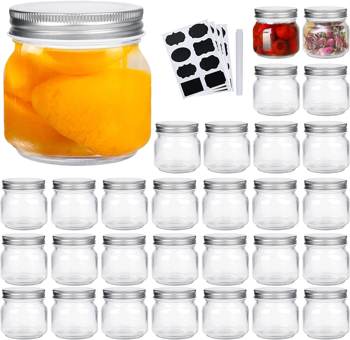 Mason Jars, Glass Jars With Lids 8 oz,Canning Jars For Pickles And Kitchen Storage,Wide Mouth ...